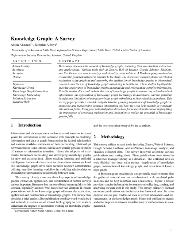 (PDF) Knowledge Graph: A Survey