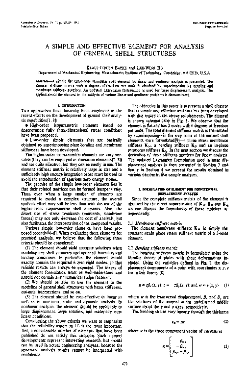 (PDF) A simple and effective element for analysis of general shell structures