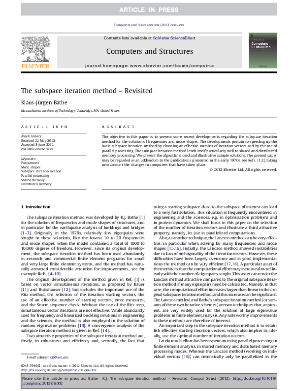 Pdf The Subspace Iteration Method Revisited 5384
