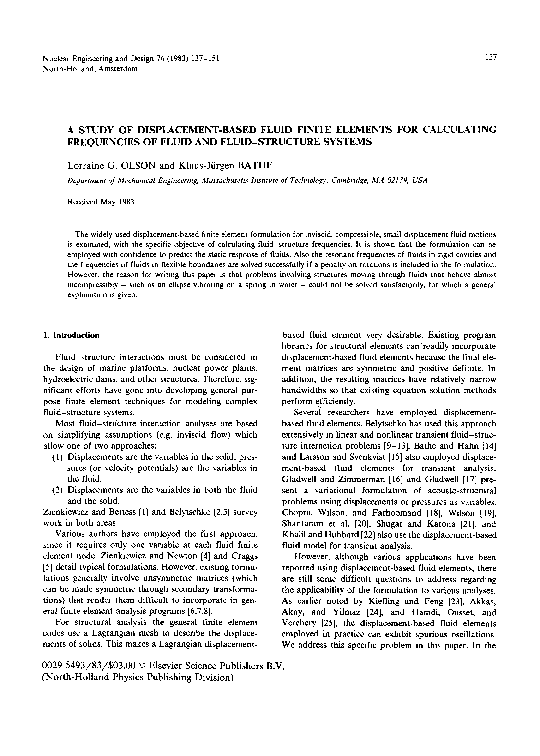 (PDF) A study of displacement-based fluid finite elements for calculating frequencies of fluid ...