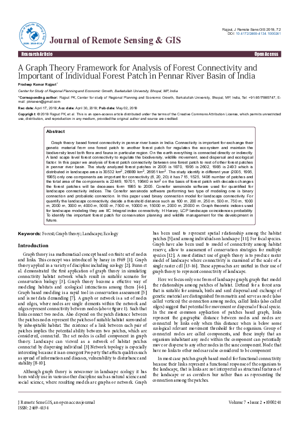 (PDF) A Graph Theory Framework for Analysis of Forest Connectivity and ...