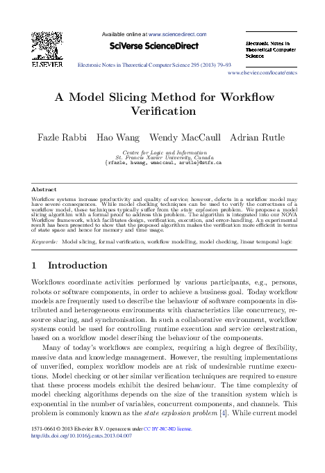 (PDF) A Model Slicing Method for Workflow Verification