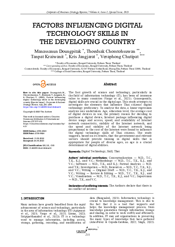 (PDF) Factors influencing digital technology skills in the developing ...