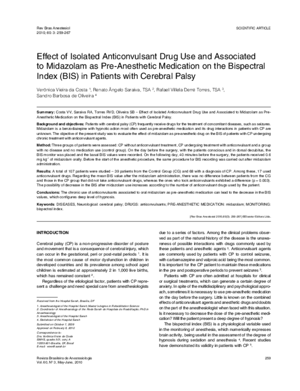 (PDF) Ação do anticonvulsivante isolado e associado ao midazolam como ...