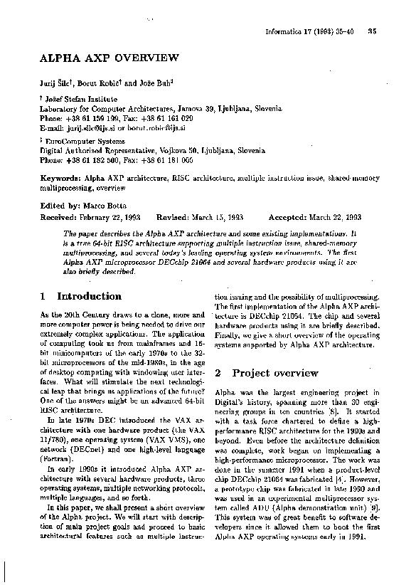 (PDF) ALpha AXP overview