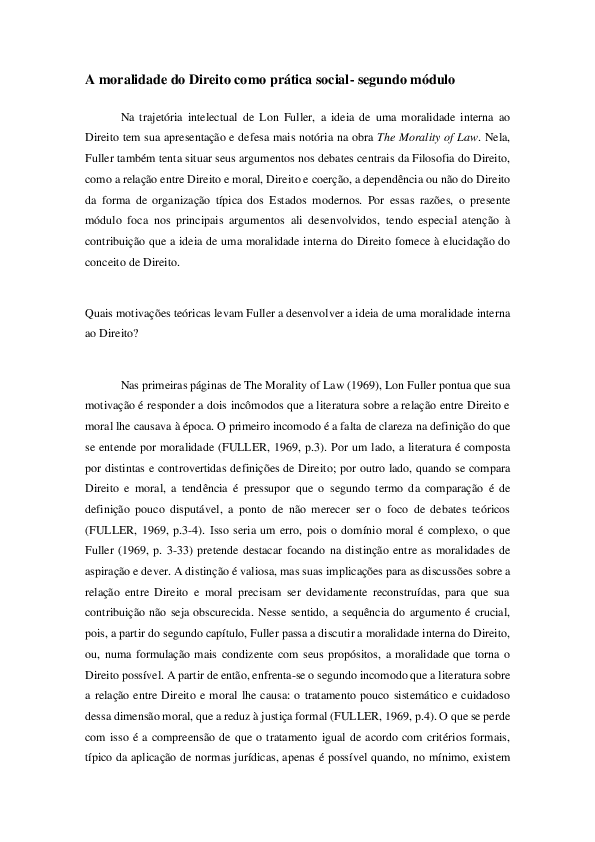 (PDF) Guia de leitura da obra The Morality of Law, de Lon Fuller