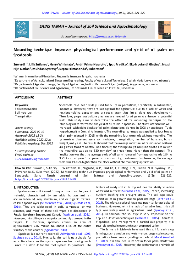 (PDF) Mounding technique improves physiological performance and yield ...