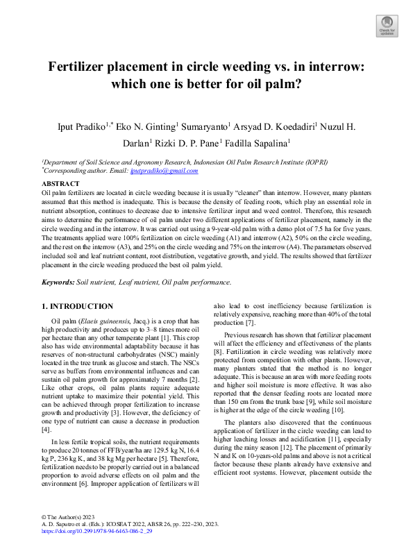 (PDF) Fertilizer placement in circle weeding vs. in interrow: which one ...
