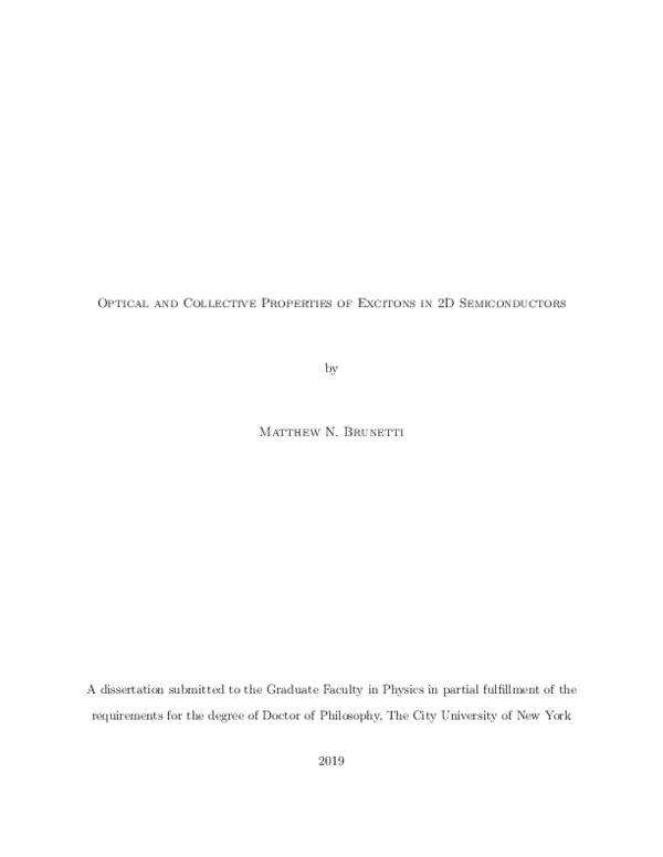 (PDF) Optical and Collective Properties of Excitons in 2D ...