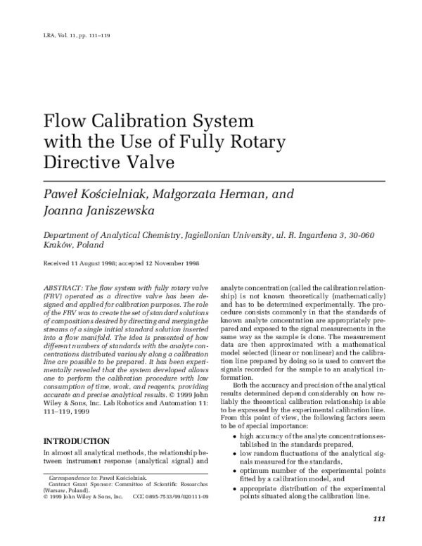 (PDF) Flow calibration system with the use of fully rotary directive valve