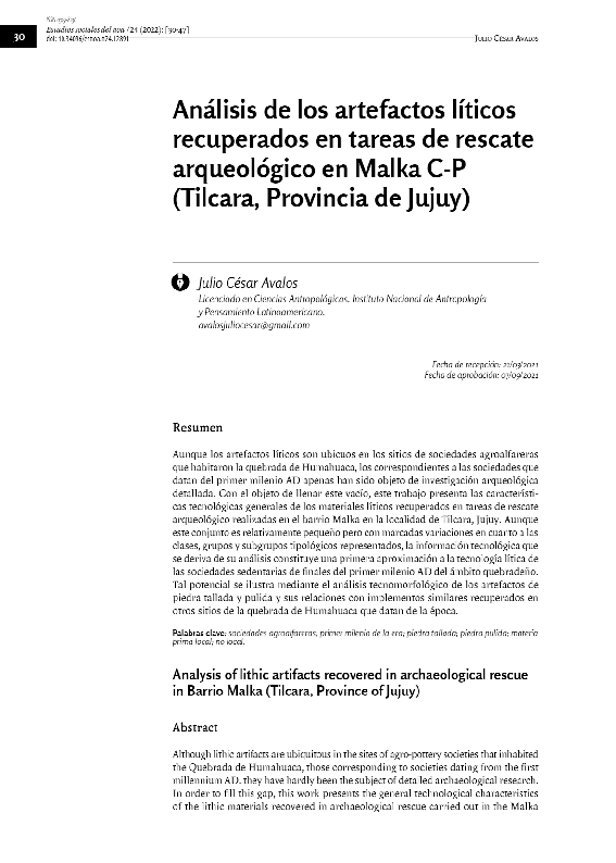 (PDF) Análisis de los artefactos líticos recuperados en tareas de ...