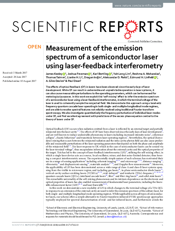 (PDF) Measurement of the emission spectrum of a semiconductor laser ...