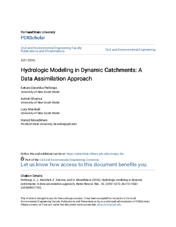 (PDF) Hydrologic modeling in dynamic catchments: A data assimilation approach