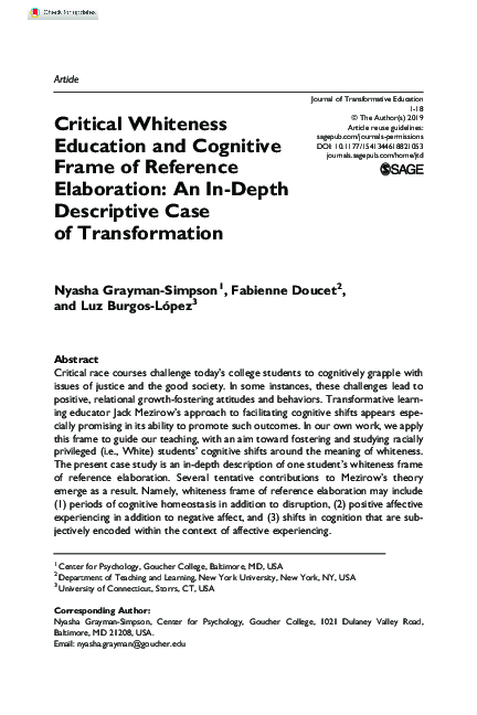 (PDF) Critical Whiteness Education and Cognitive Frame of Reference ...