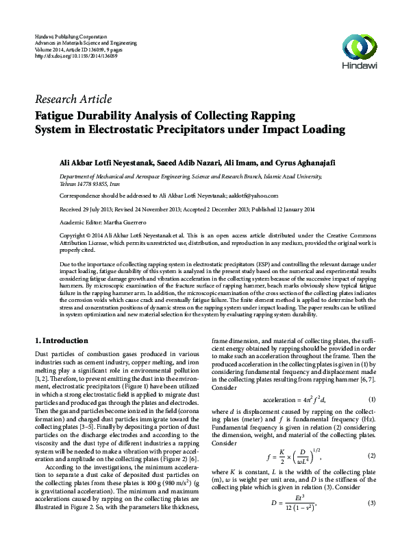 (PDF) Fatigue Durability Analysis of Collecting Rapping System in ...