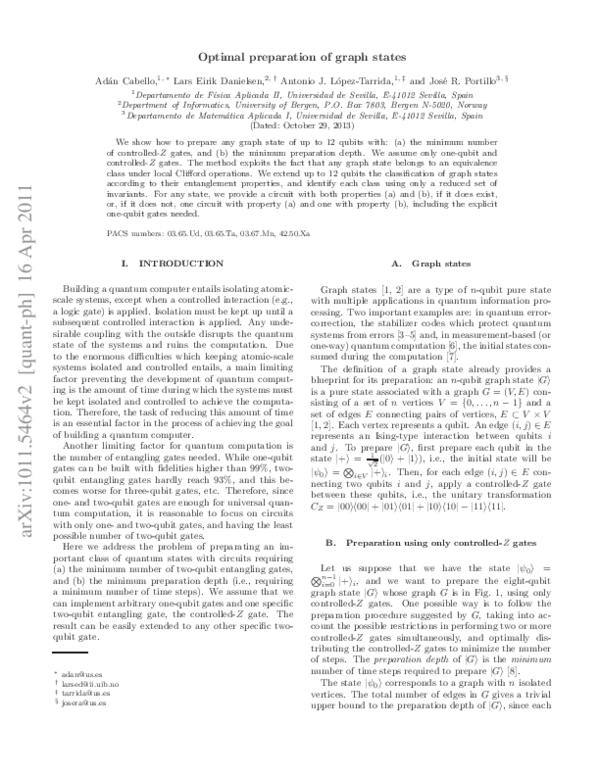 (PDF) Optimal preparation of graph states