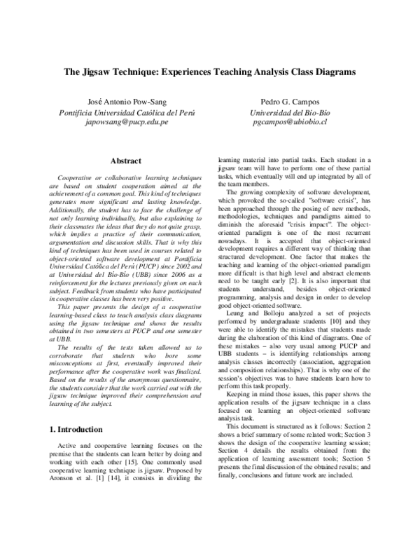 (PDF) The Jigsaw Technique: Experiences Teaching Analysis Class ...