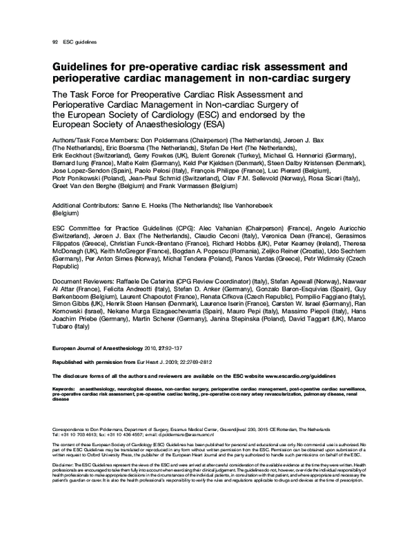 (PDF) Guidelines for pre-operative cardiac risk assessment and ...