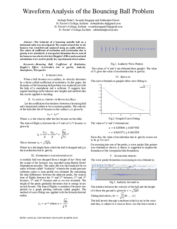 (PDF) Waveform Analysis of the Bouncing Ball Problem