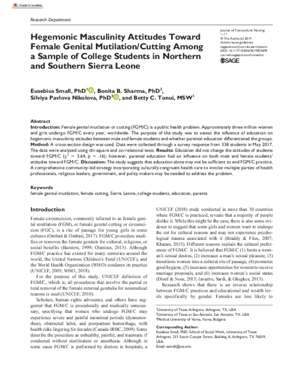 (PDF) Hegemonic Masculinity Attitudes Toward Female Genital Mutilation ...
