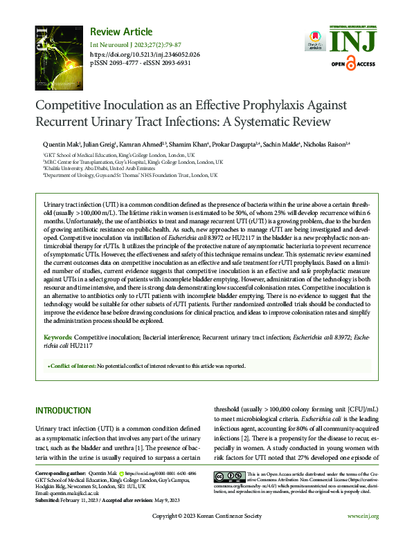 (PDF) Competitive Inoculation as an Effective Prophylaxis Against ...