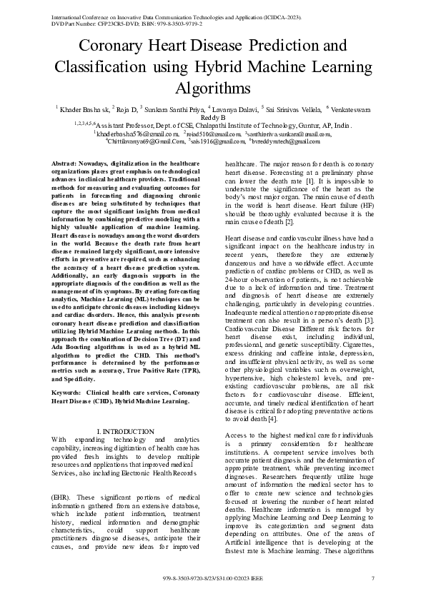 (PDF) Coronary Heart Disease Prediction and Classification using Hybrid ...
