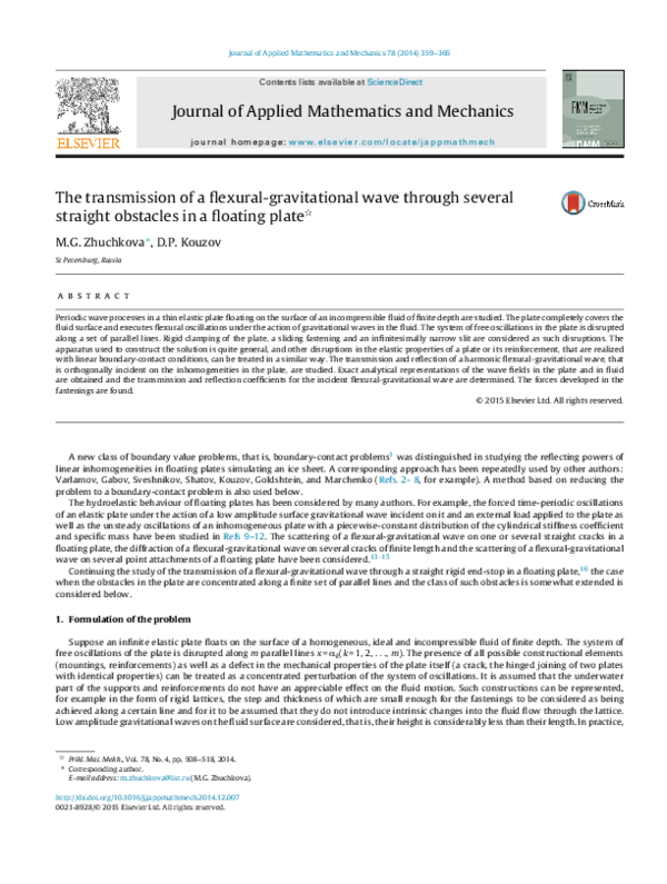 (PDF) The transmission of a flexural-gravitational wave through a rigid end-stop in a floating plate