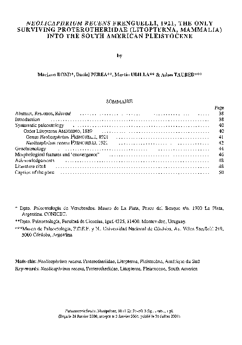 (PDF) Neolicaphrium recens Frenguelli, 1921, the only surviving ...