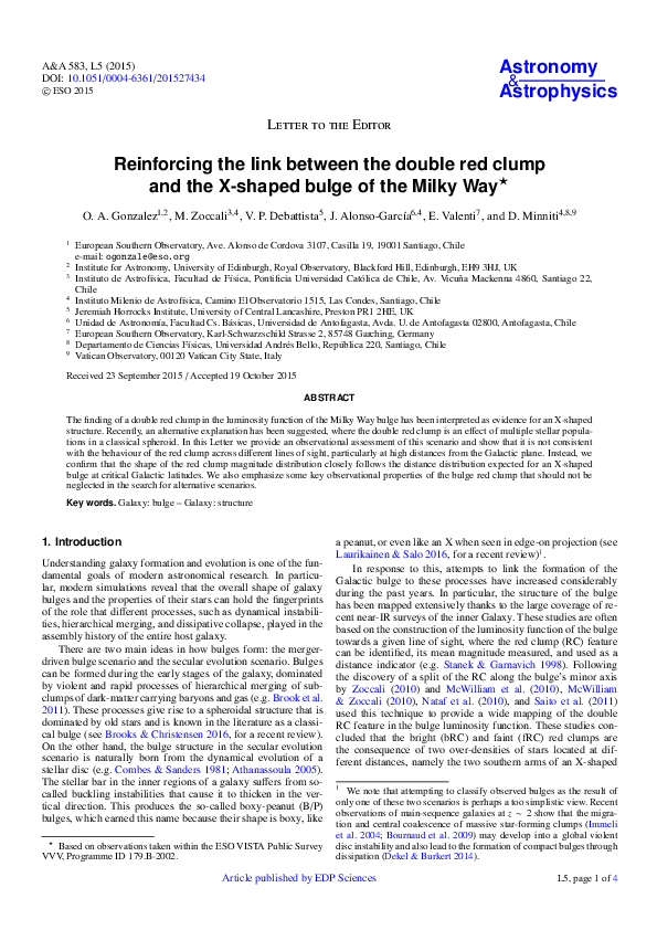 (PDF) Reinforcing the link between the double red clump and the X ...