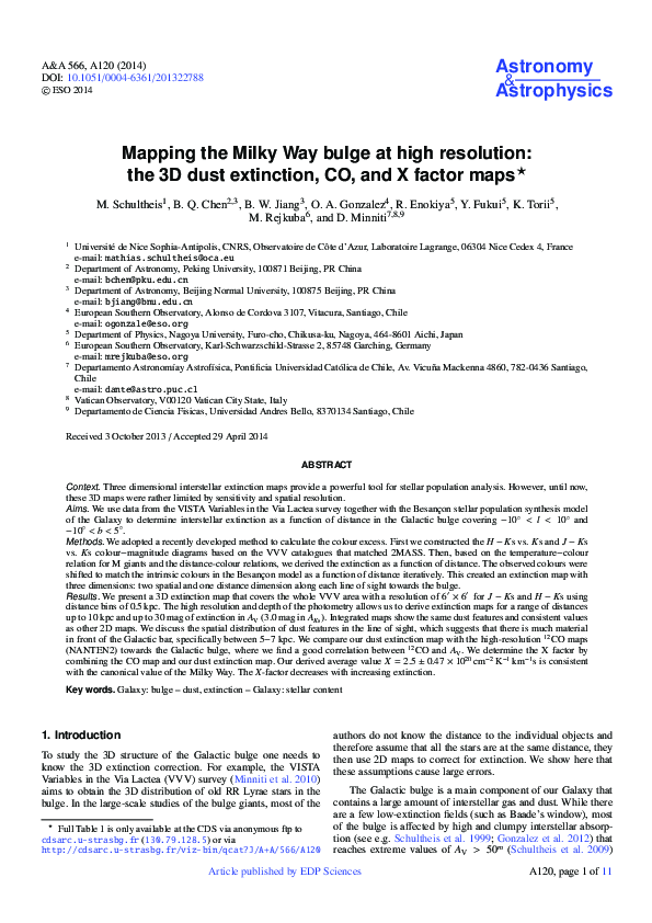 (PDF) Mapping the Milky Way bulge at high resolution: the 3D dust ...
