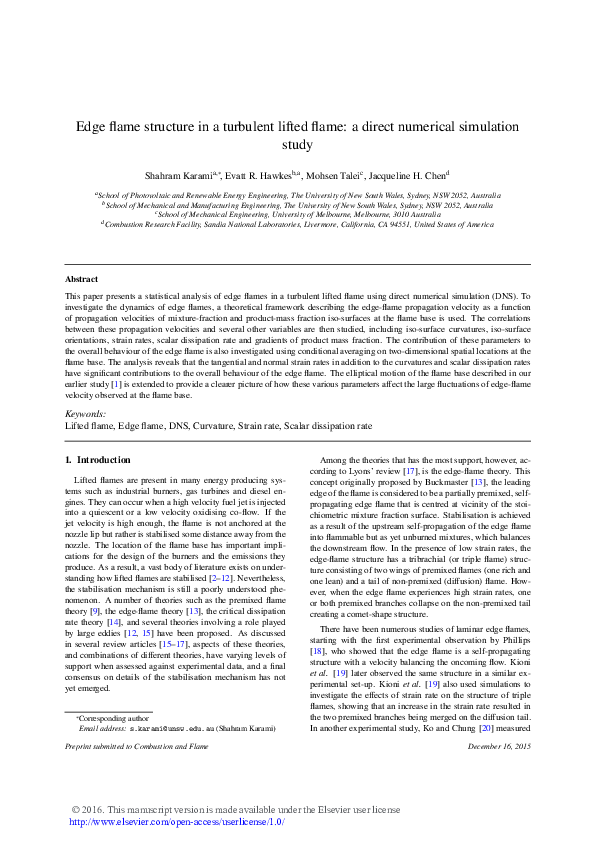 (PDF) Edge flame structure in a turbulent lifted flame: A direct numerical simulation study