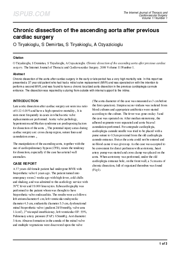 (PDF) Chronic dissection of the ascending aorta after previous cardiac ...
