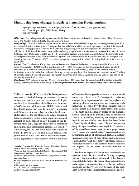 (PDF) Mandibular bone changes in sickle cell anemia: fractal analysis