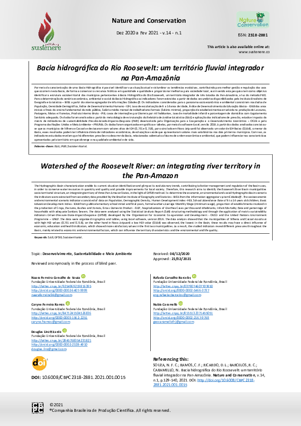 (PDF) Bacia hidrográfica do Rio Roosevelt: um território fluvial ...