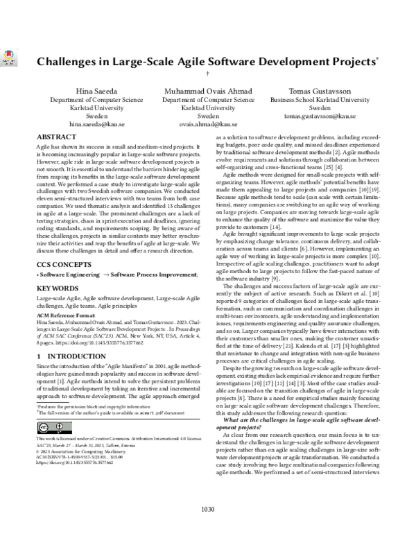 (PDF) Challenges in Large-Scale Agile Software Development Projects