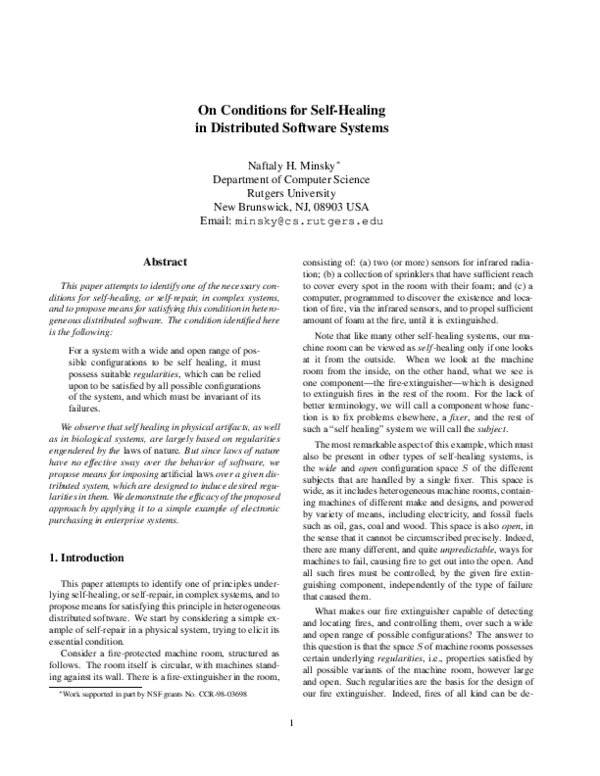 (PDF) On conditions for self-healing in distributed software systems