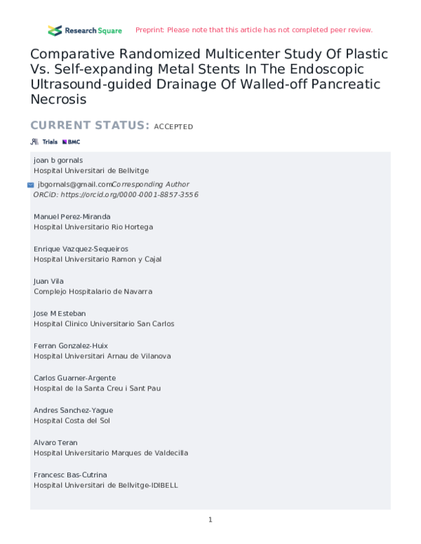 (PDF) Comparative Randomized Multicenter Study Of Plastic Vs. Self ...