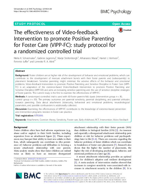 (PDF) The effectiveness of Video-feedback Intervention to promote ...