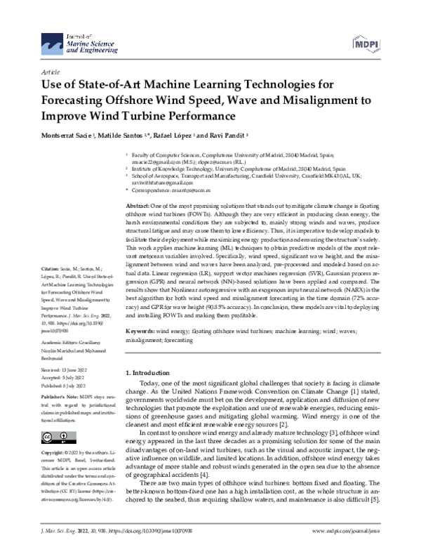 (PDF) Use of State-of-Art Machine Learning Technologies for Forecasting Offshore Wind Speed ...