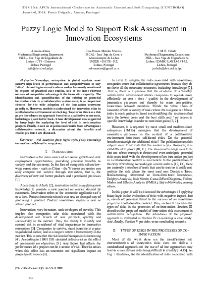 (PDF) Fuzzy Logic Model to Support Risk Assessment in Innovation Ecosystems