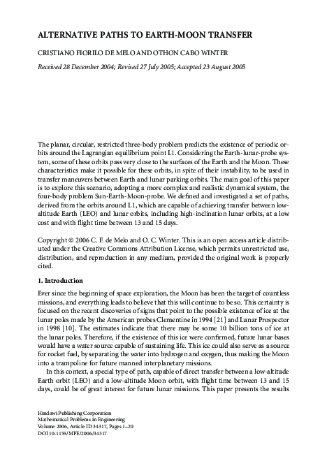 (PDF) Alternative paths to Earth-Moon transfer