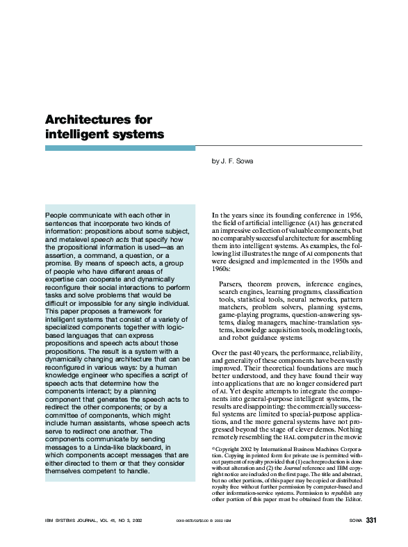 (PDF) Architectures for intelligent systems