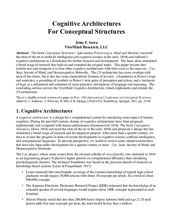 (PDF) Cognitive Architectures for Conceptual Structures