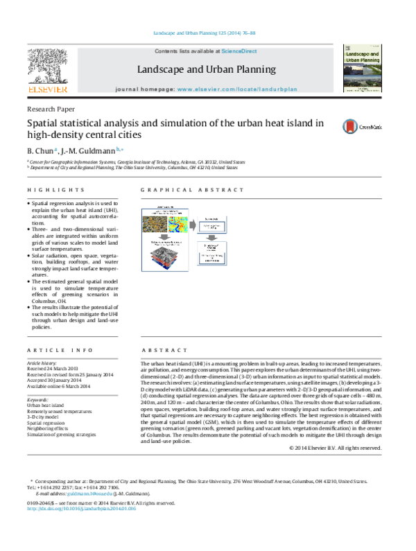 (PDF) Spatial statistical analysis and simulation of the urban heat island in high-density ...