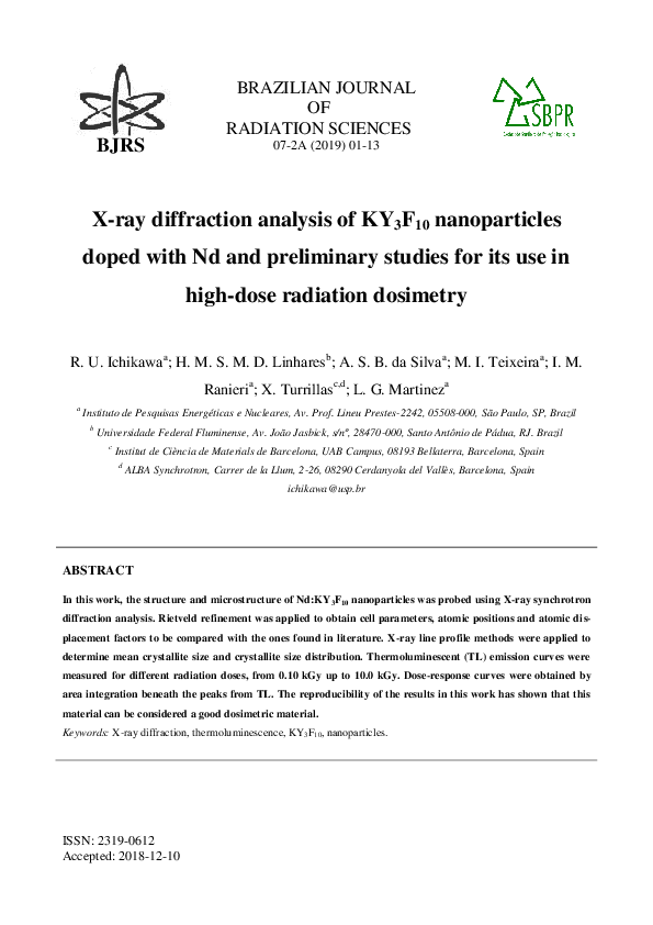 (PDF) X-ray diffraction analysis of KY3F10 nanoparticles doped with Nd and preliminary studies ...