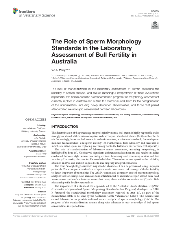 (PDF) The Role of Sperm Morphology Standards in the Laboratory ...