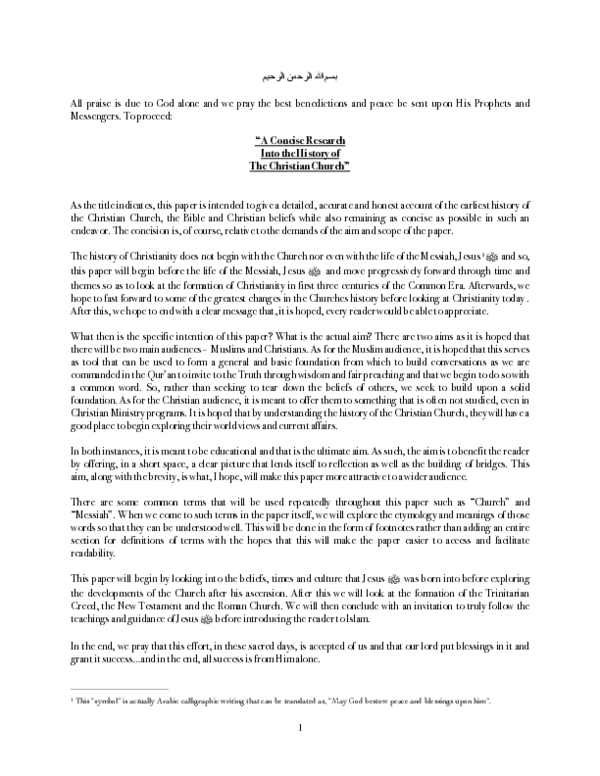 (PDF) A Brief History of Christianity