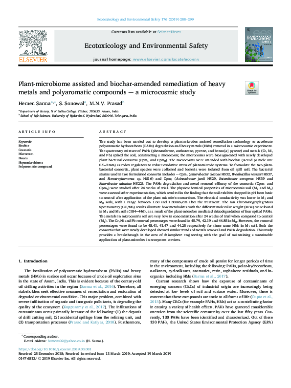 (PDF) Plant-microbiome assisted and biochar-amended remediation of ...