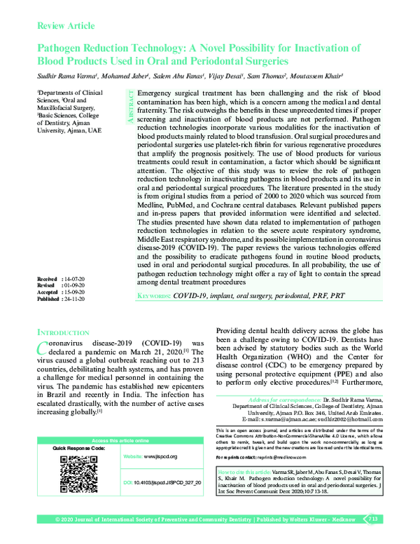 (PDF) Pathogen Reduction Technology: A Novel Possibility for ...