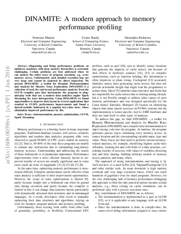 (PDF) DINAMITE: A Toolkit for Efficient Memory Performance Analysis